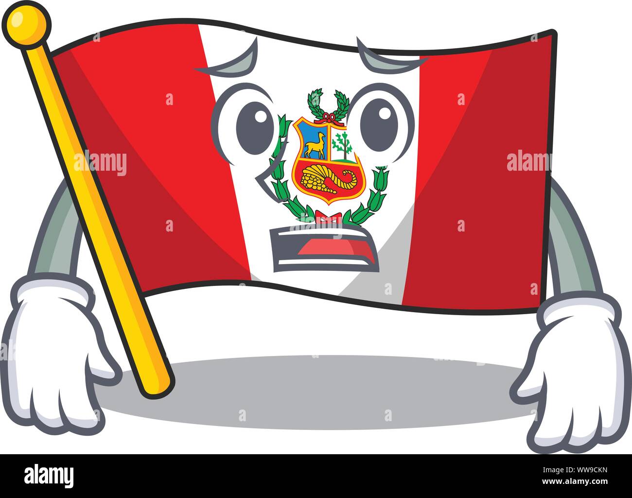 Afraid peru cartoon flag attached to wall mascot Stock Vector Image ...