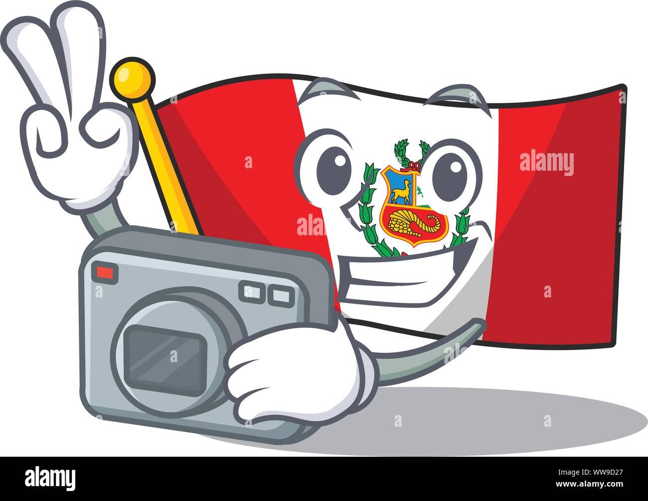 Photographer peru cartoon flag attached to wall mascot Stock Vector ...