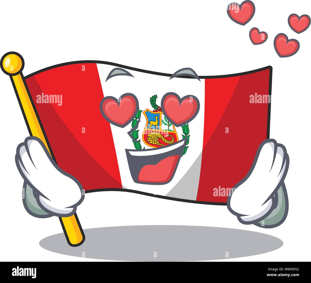 In love peru cartoon flag attached to wall mascot Stock Vector Image ...