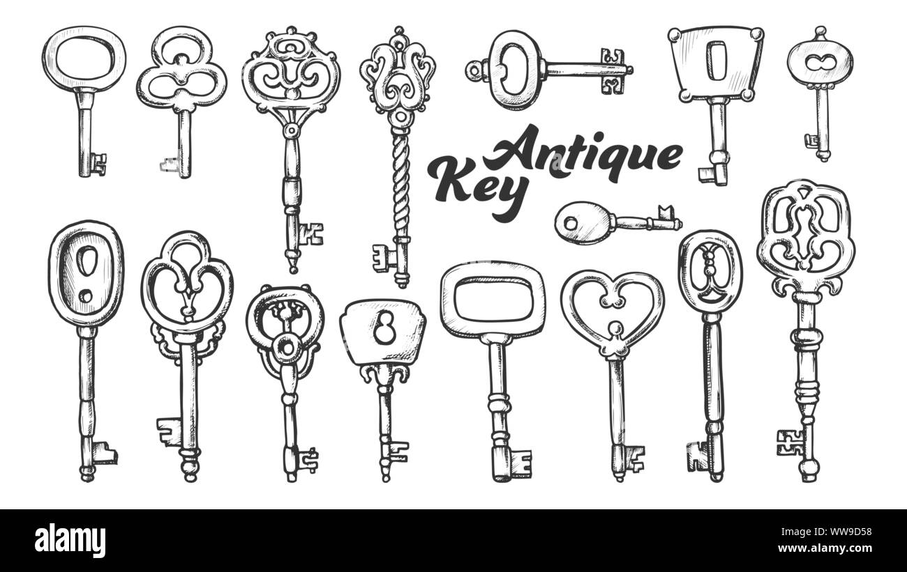 Key In Different Form And Material Ink Set Vector Stock Vector Image ...