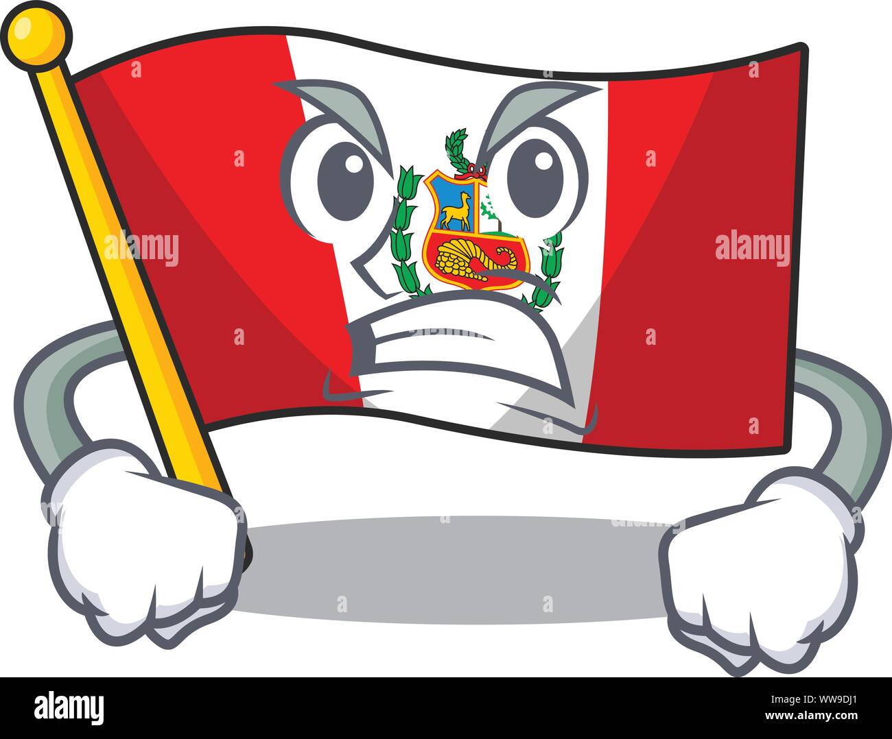 Angry peru cartoon flag attached to wall mascot Stock Vector Image ...