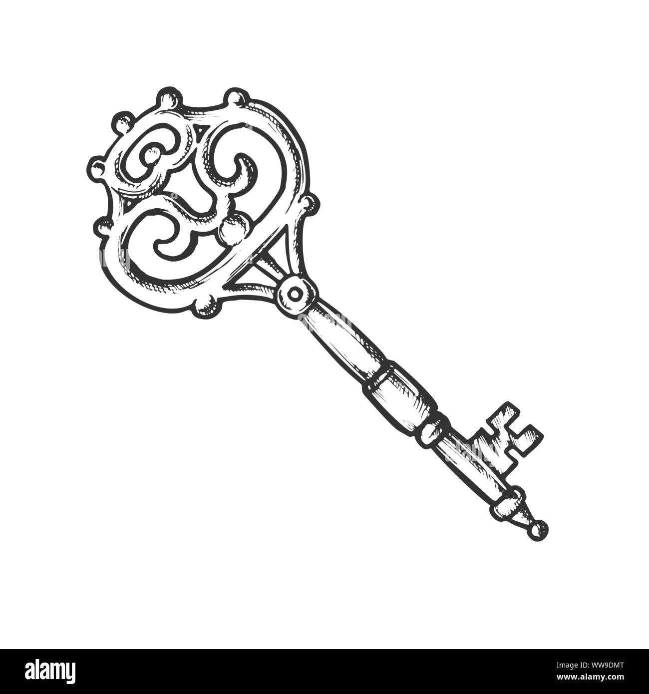 Key Antique Decorative Design Monochrome Vector Stock Vector Image ...