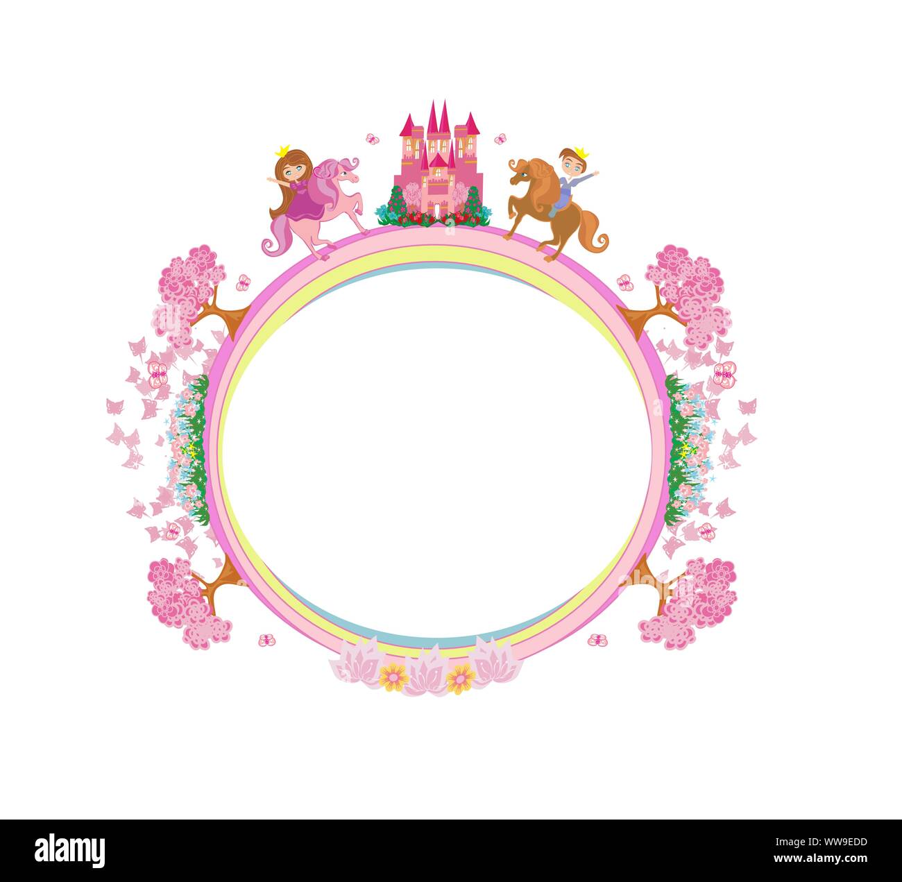 Beautiful prince and princess - frame Stock Vector Image & Art - Alamy