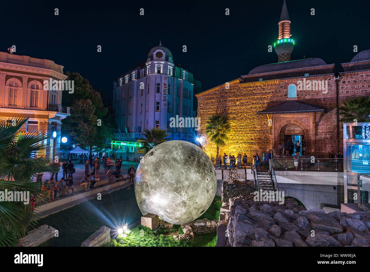 Full moon art installation in the center of Plovdiv city, Bulgaria ...