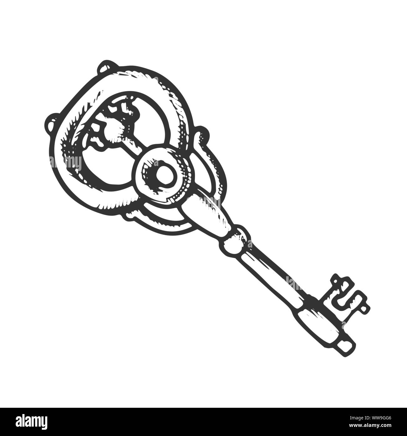 Vintage Key Filigree Medieval Monochrome Vector Stock Vector Image ...