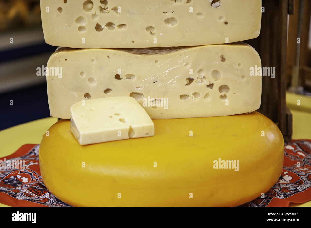 Dutch artisan cheeses, dairy product detail, fatty food Stock Photo - Alamy