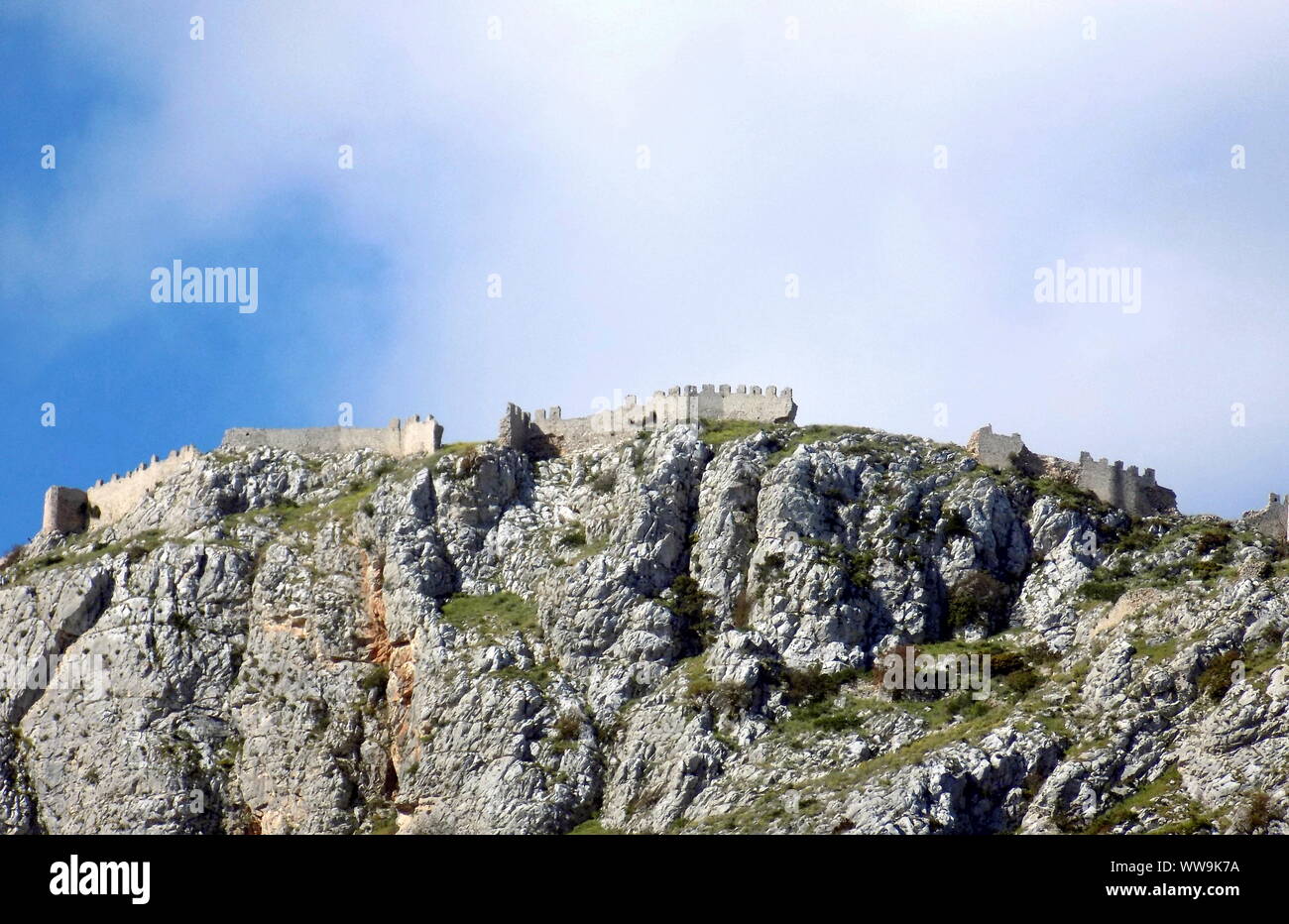 castle, medieval, walls, Akrokorinthos, Korinthos, Greece Stock Photo ...