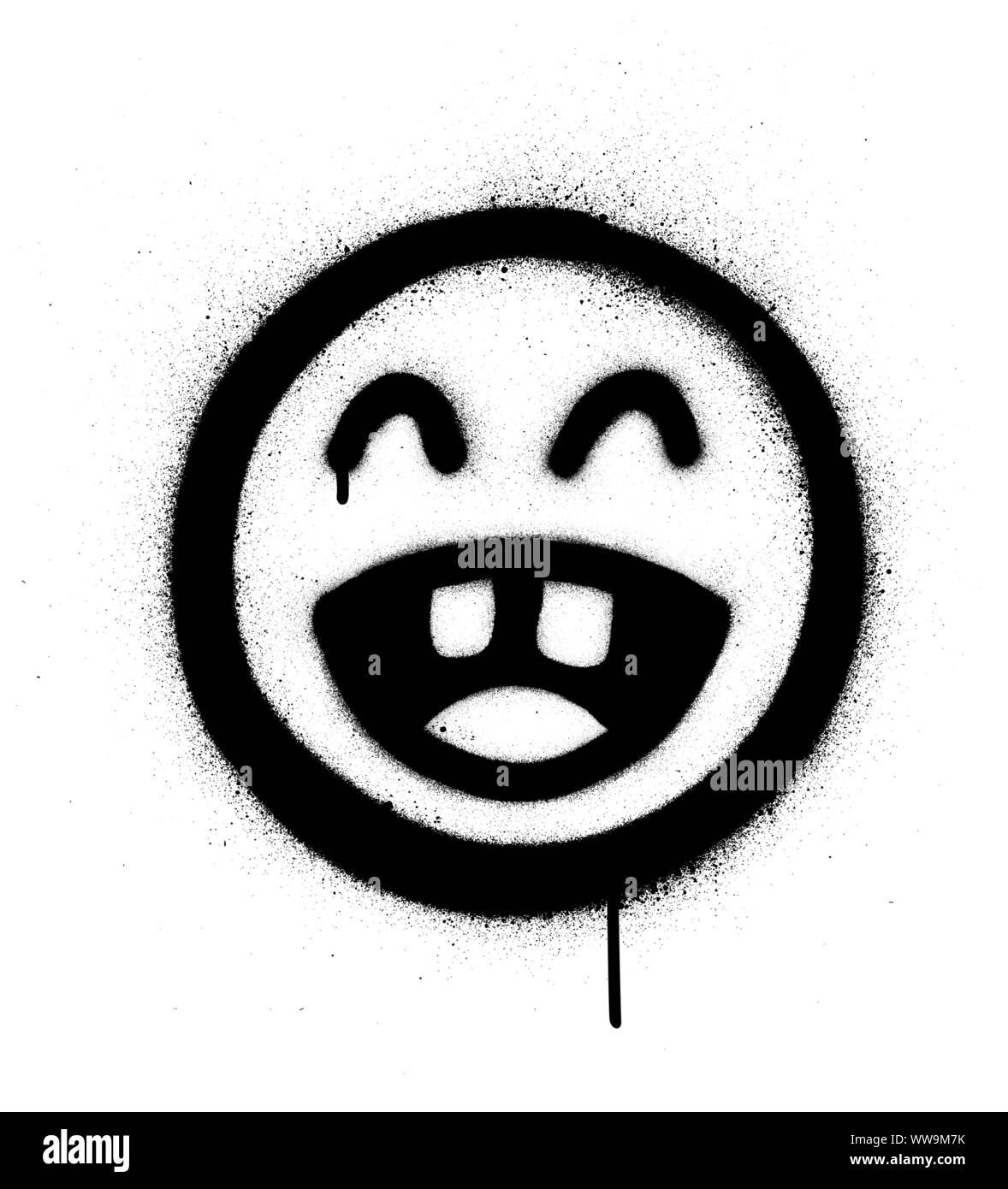 graffiti laughing out loud icon sprayed in black over white Stock ...