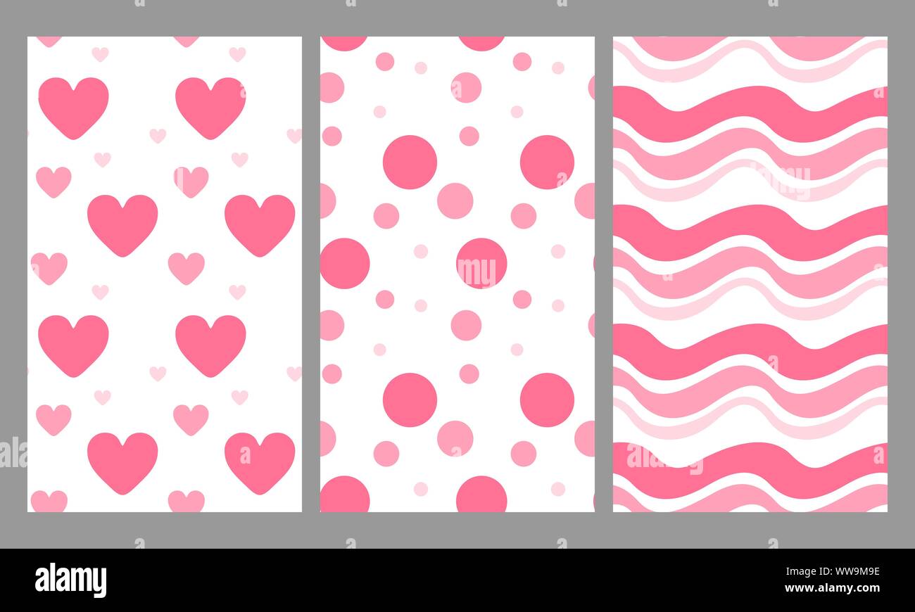 Baby girl seamless patterns set. Ornaments collection in pink colors ...