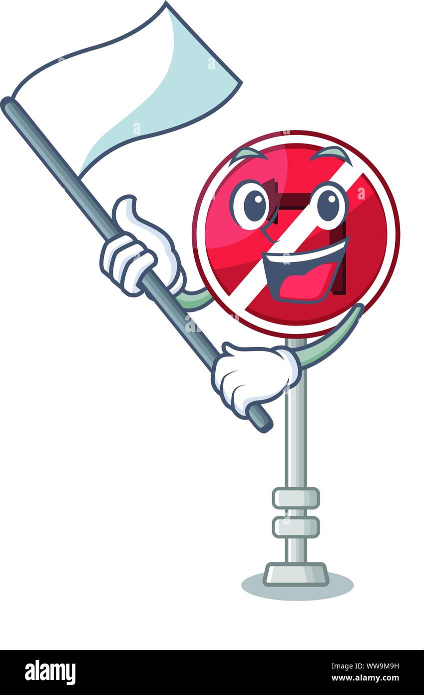 With flag no left turn with the cartoon Stock Vector Image & Art - Alamy