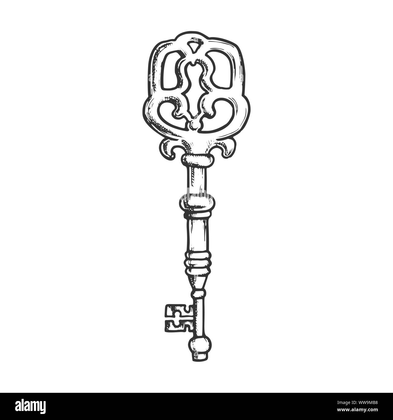 Skeleton Key And Lock Drawing