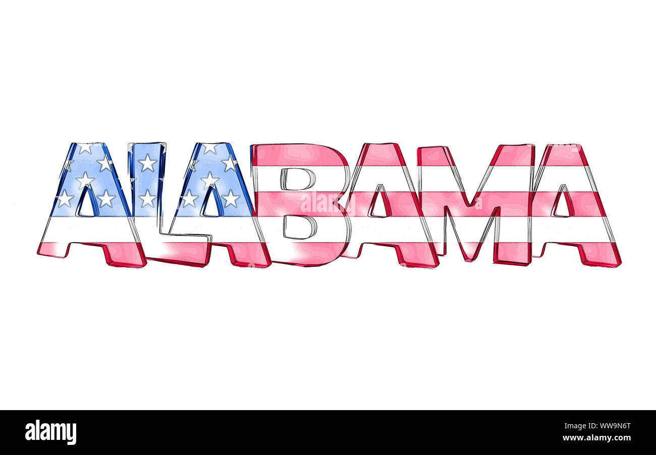 Alabama. Isolated USA state names with white background Stock Photo - Alamy