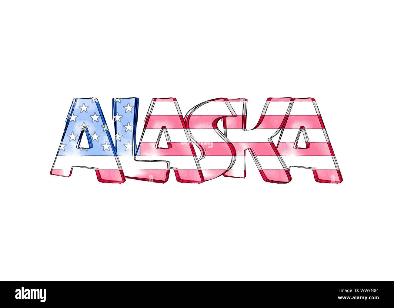 Alaska. Isolated USA state names with white background Stock Photo - Alamy