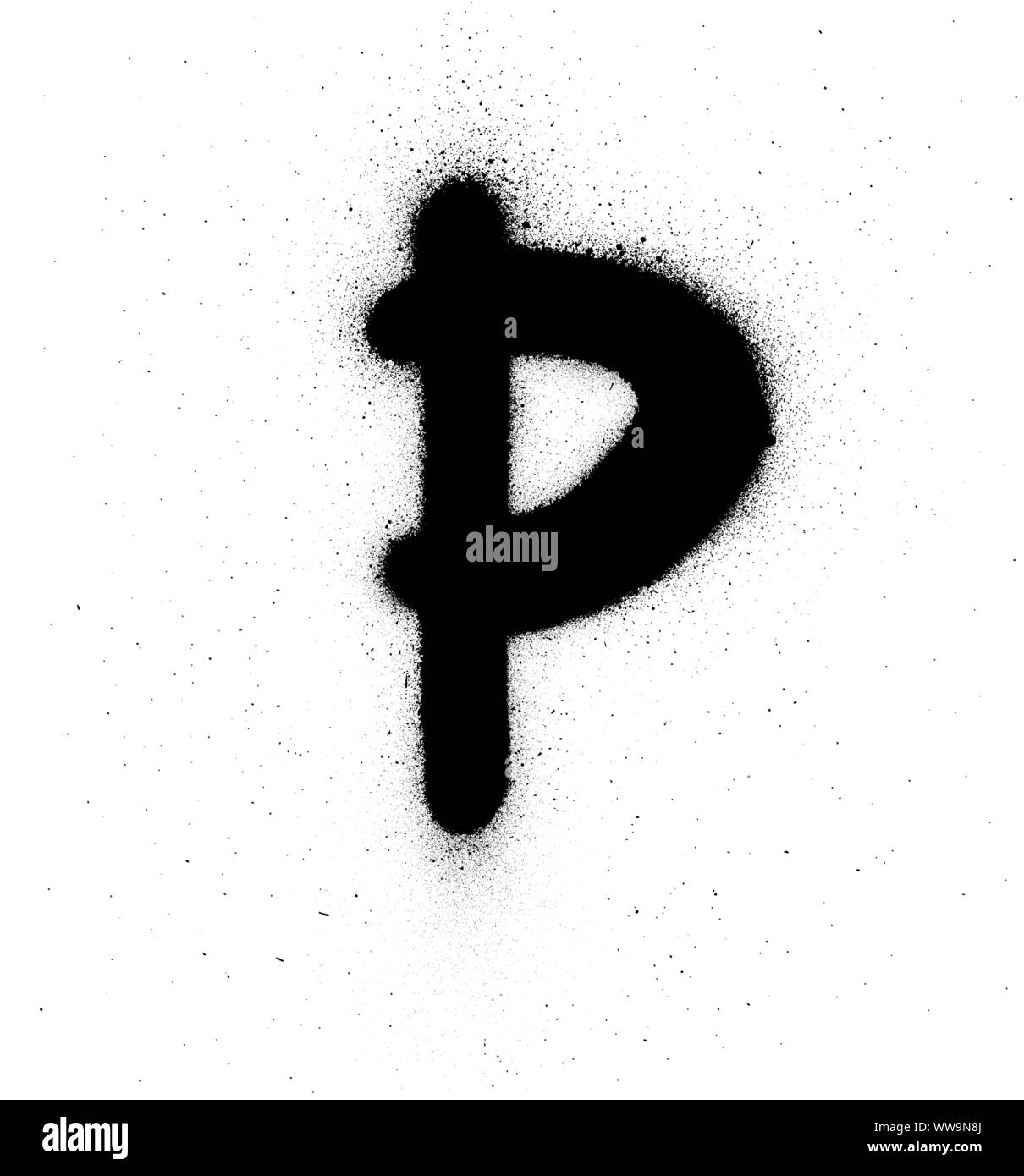 graffiti small fat P font sprayed in black over white Stock Vector ...