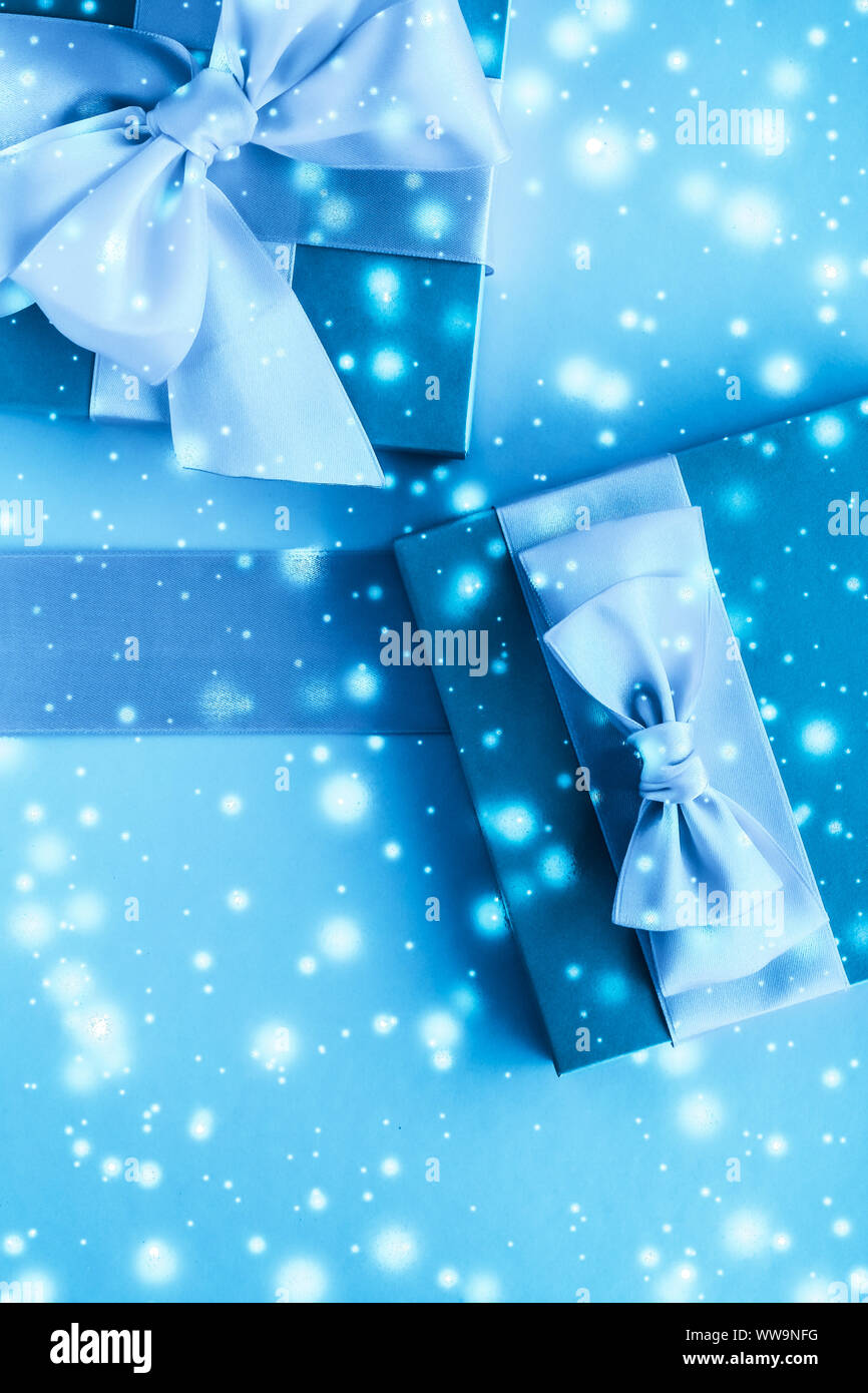 New Years Eve celebration, wrapped luxury boxes and cold season concept ...