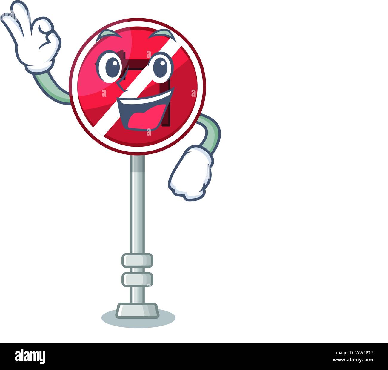 Okay no left turn isolated with character Stock Vector Image & Art - Alamy