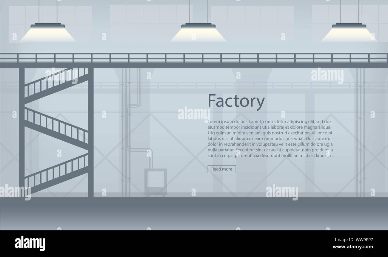 Factory interior banner with space vector illustration Stock Vector ...