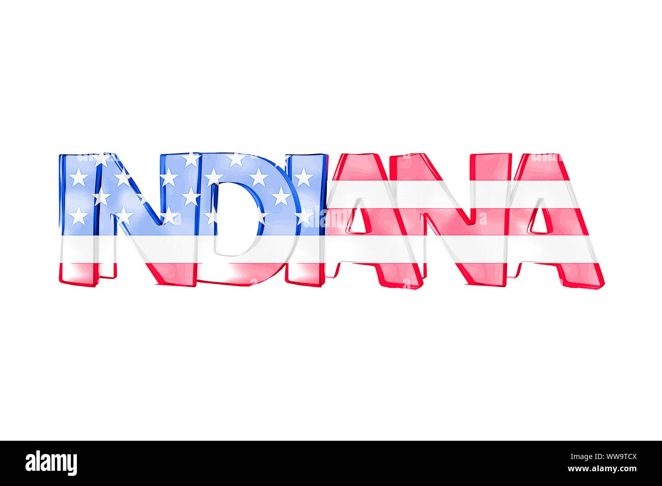 Indiana. Isolated USA state names with white background Stock Photo - Alamy