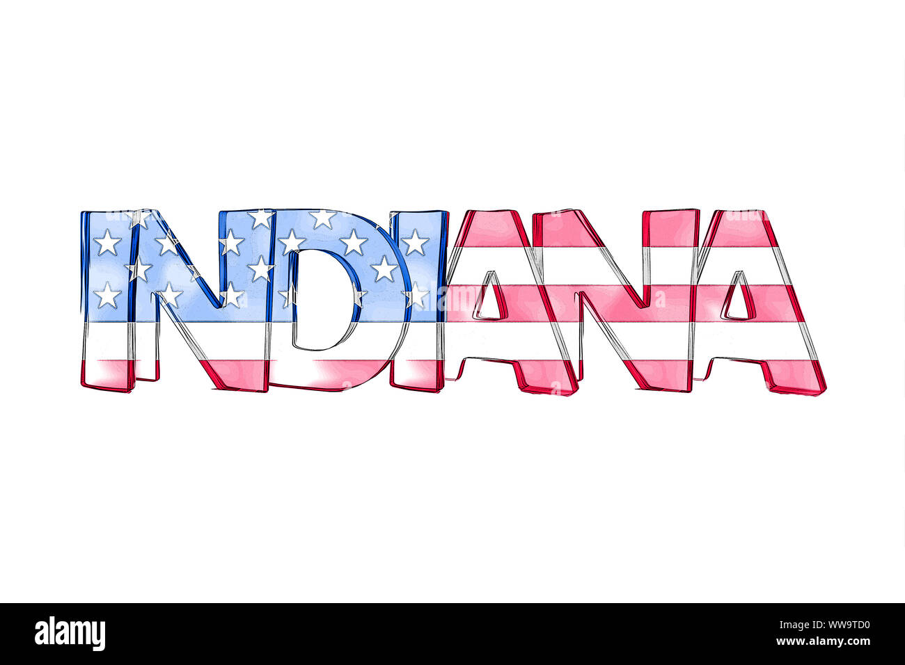 Indiana. Isolated USA state names with white background Stock Photo - Alamy