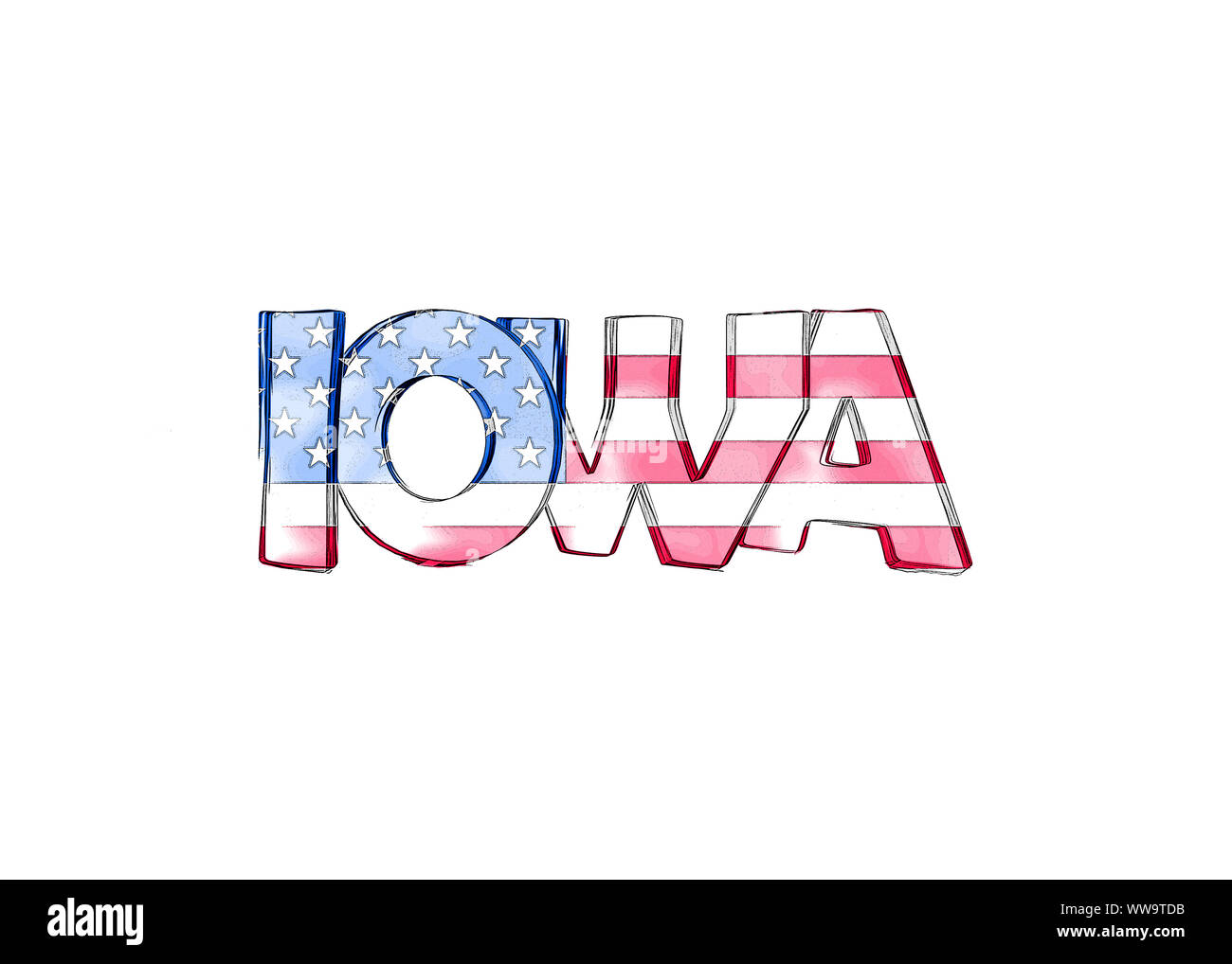 Iowa. Isolated USA state names with white background Stock Photo - Alamy