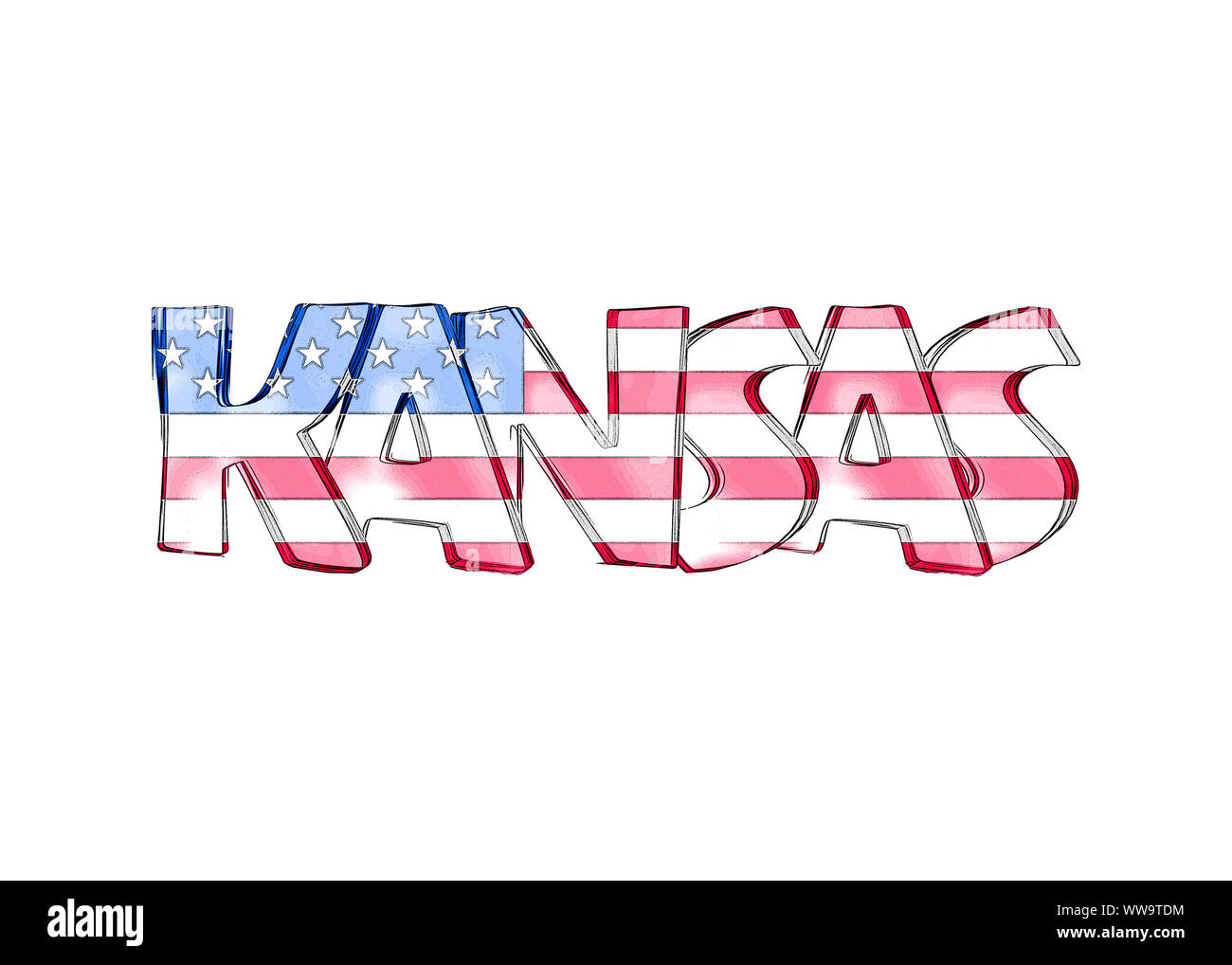 Kansas. Isolated USA state names with white background Stock Photo - Alamy