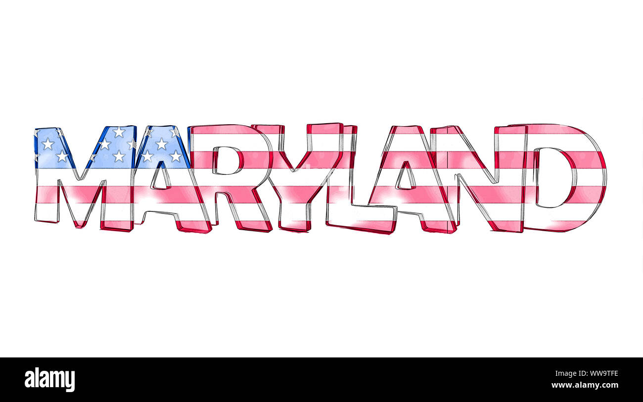Maryland. Isolated USA state names with white background Stock Photo ...