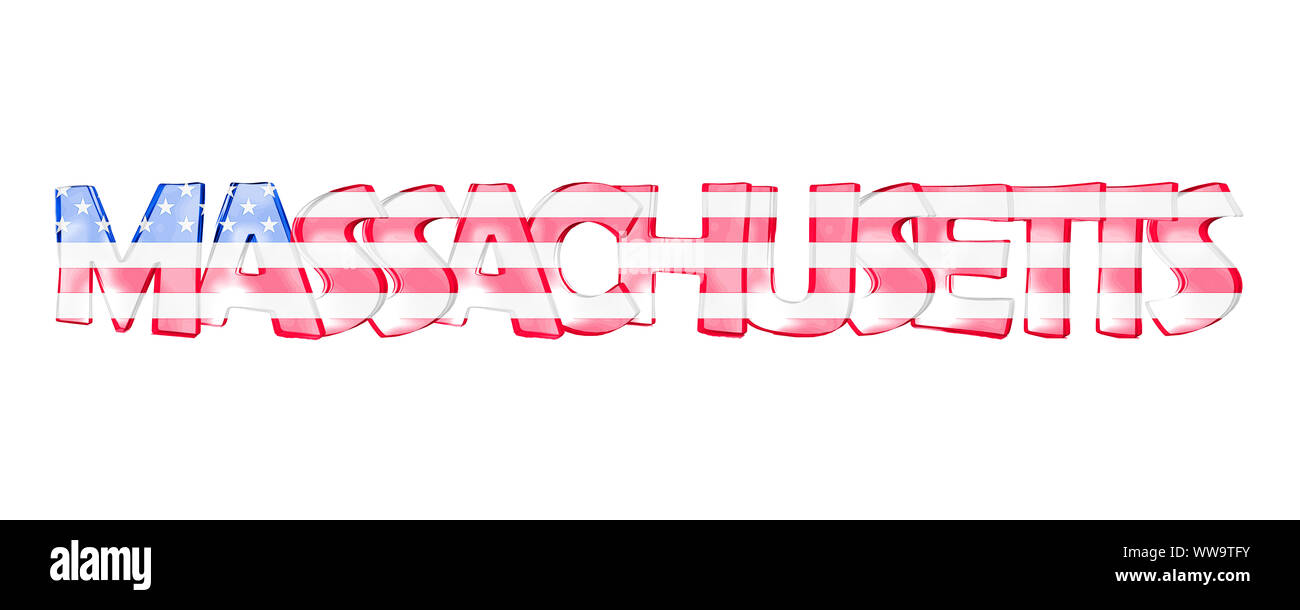 Massachusetts. Isolated USA state names with white background Stock ...