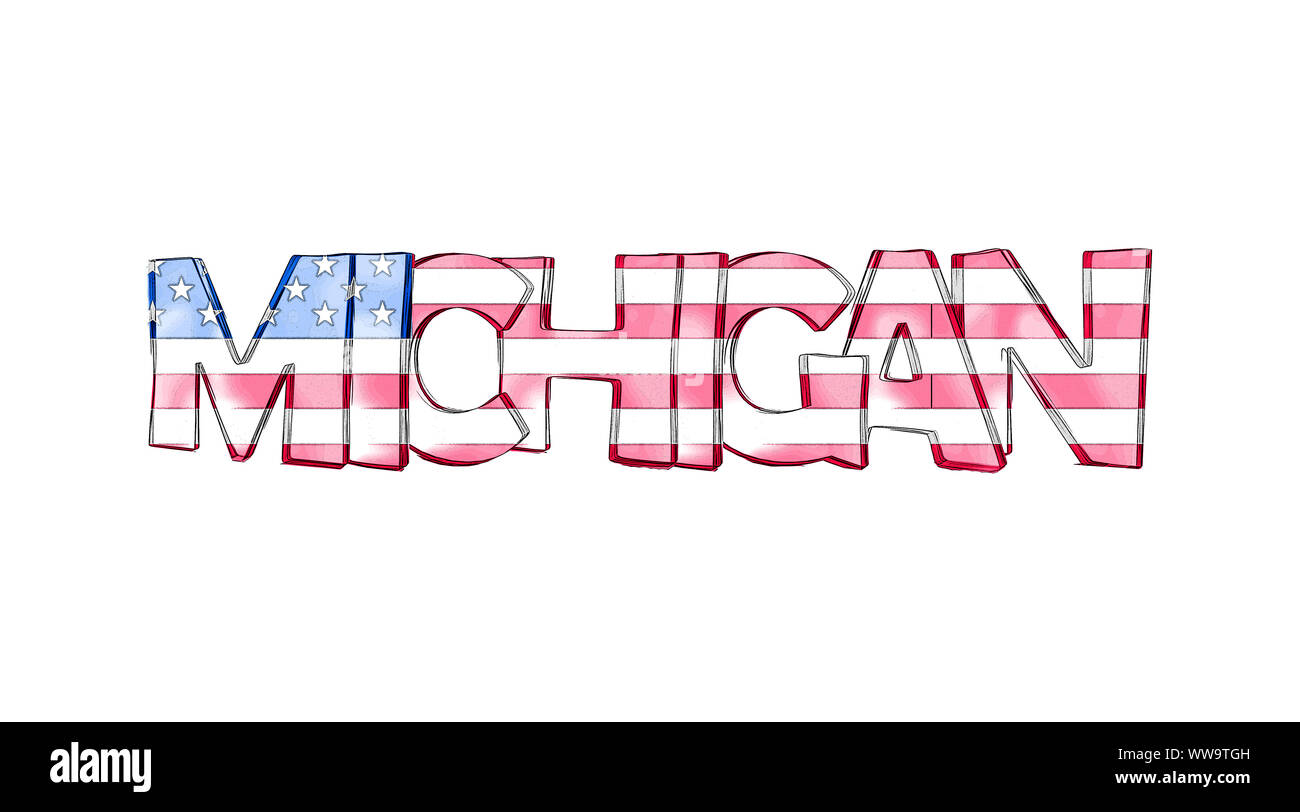 Michigan. Isolated USA state names with white background Stock Photo ...