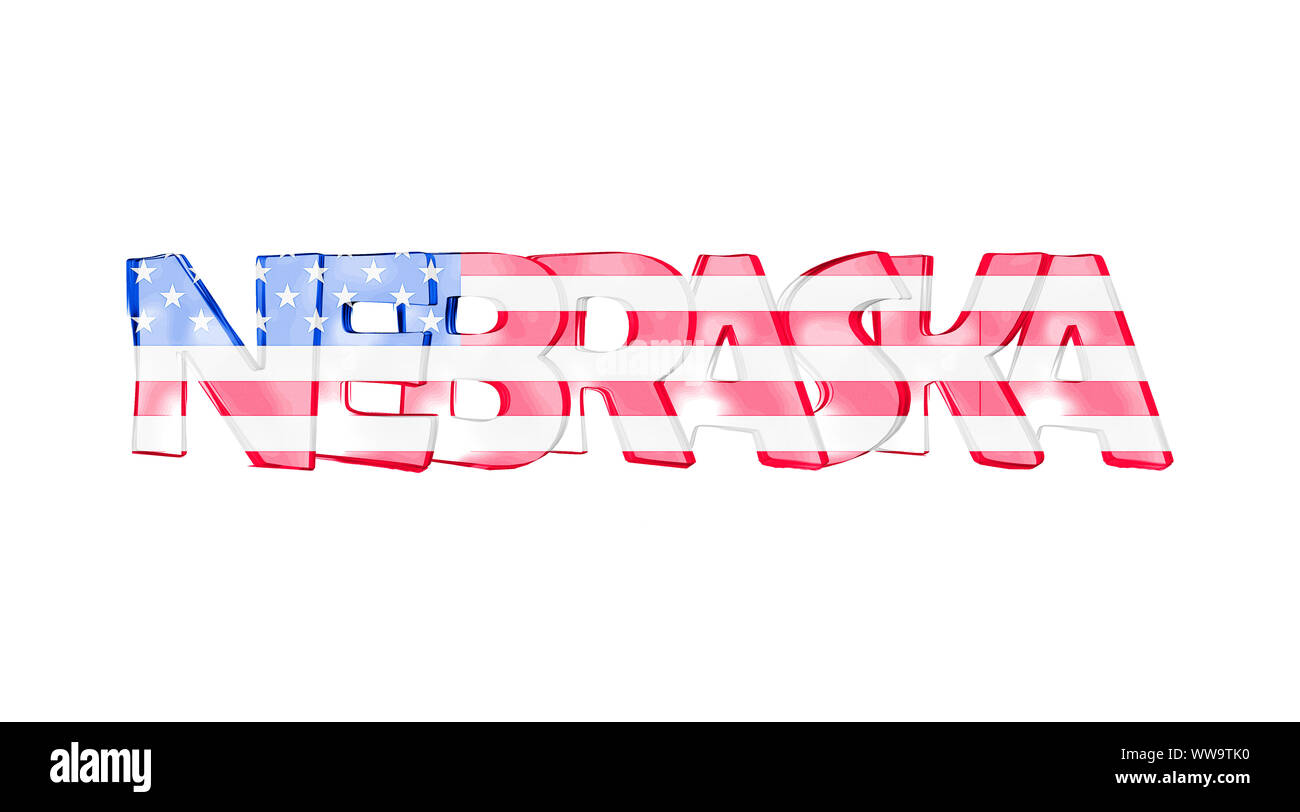 Nebraska. Isolated USA state names with white background Stock Photo ...