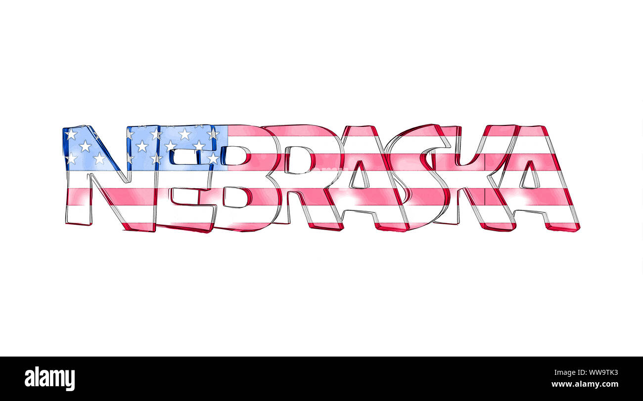 Nebraska. Isolated USA state names with white background Stock Photo ...