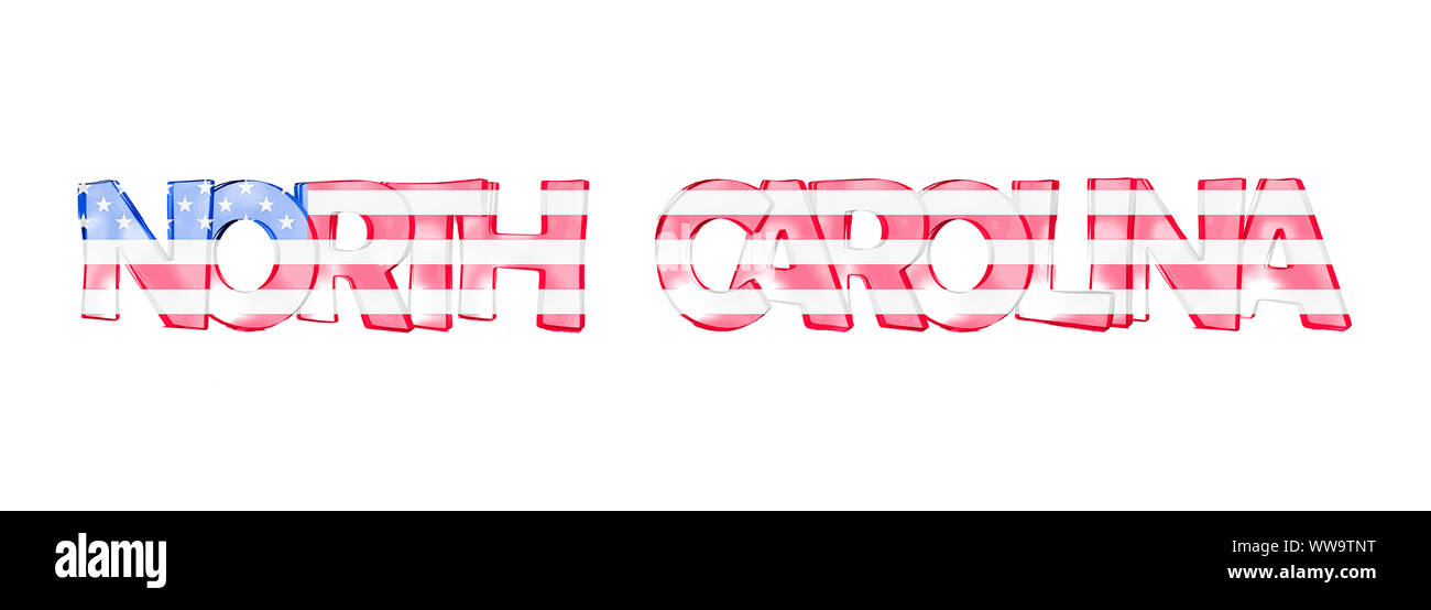 North Carolina. Isolated USA state names with white background Stock ...