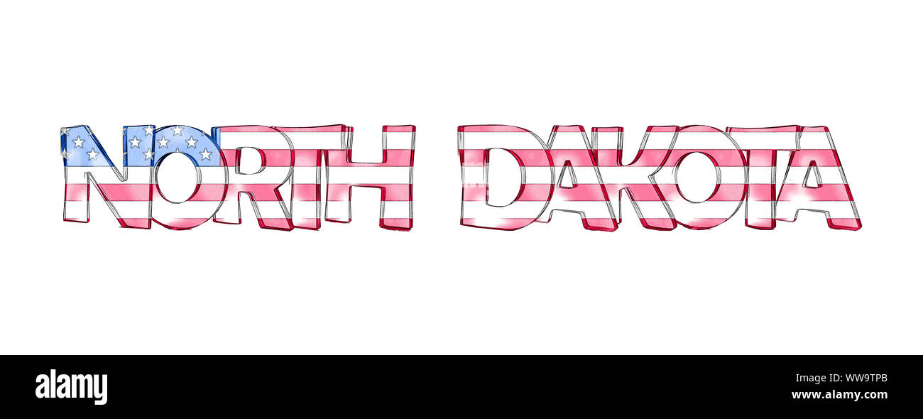 North Dakota. Isolated USA state names with white background Stock ...