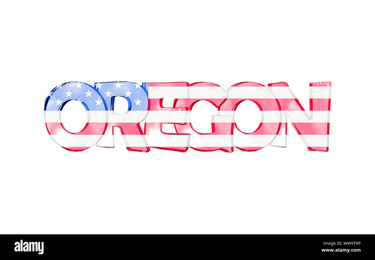 Oregon. Isolated USA state names with white background Stock Photo - Alamy