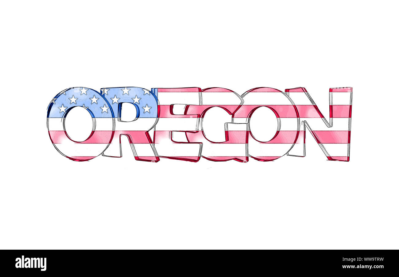 Oregon. Isolated USA state names with white background Stock Photo - Alamy