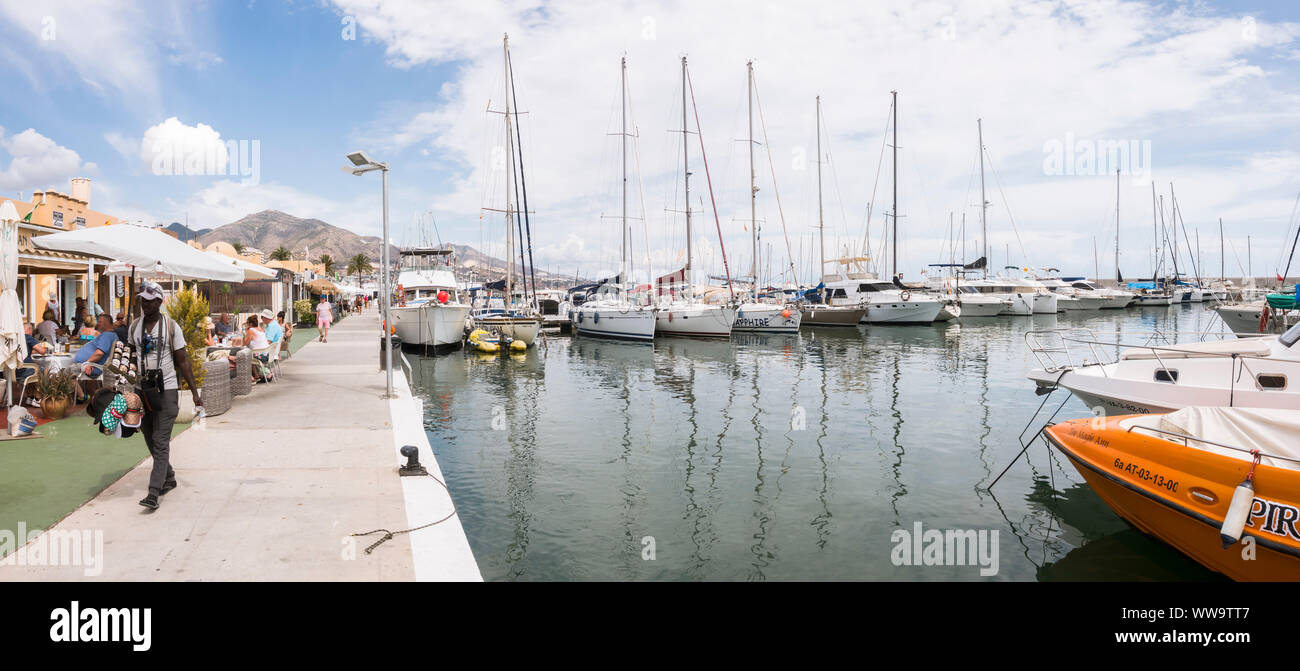 Promenade in Port of Fuengirola, port and leisure marina, Andalusia ...
