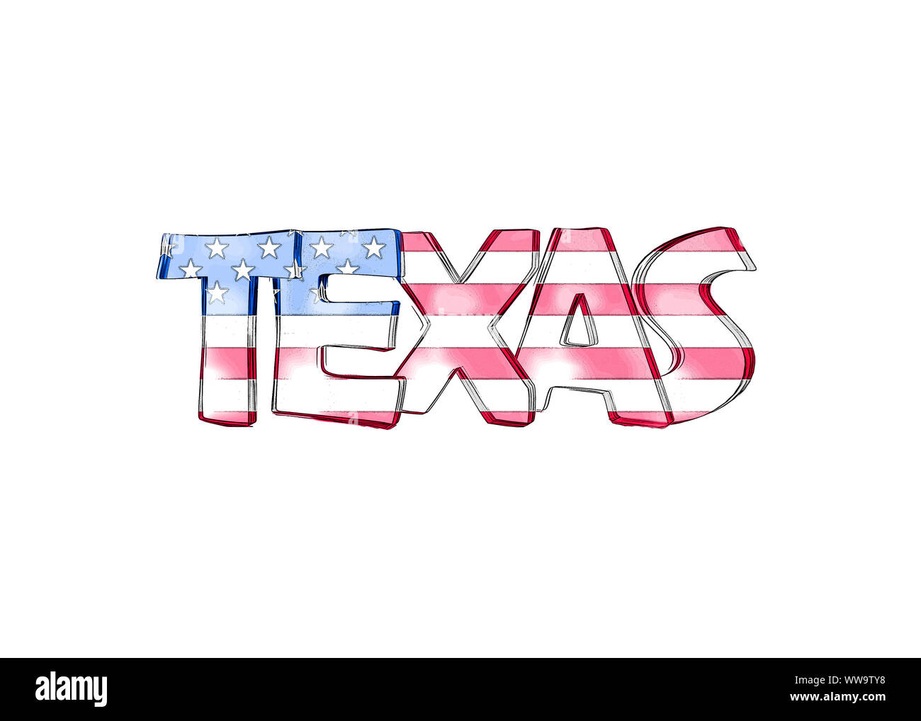 Texas. Isolated USA state names with white background Stock Photo - Alamy