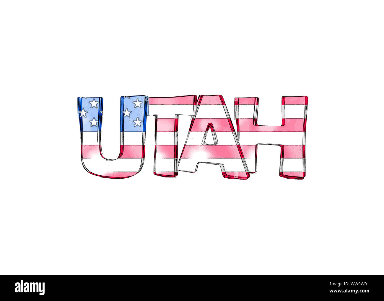 Utah. Isolated USA state names with white background Stock Photo - Alamy