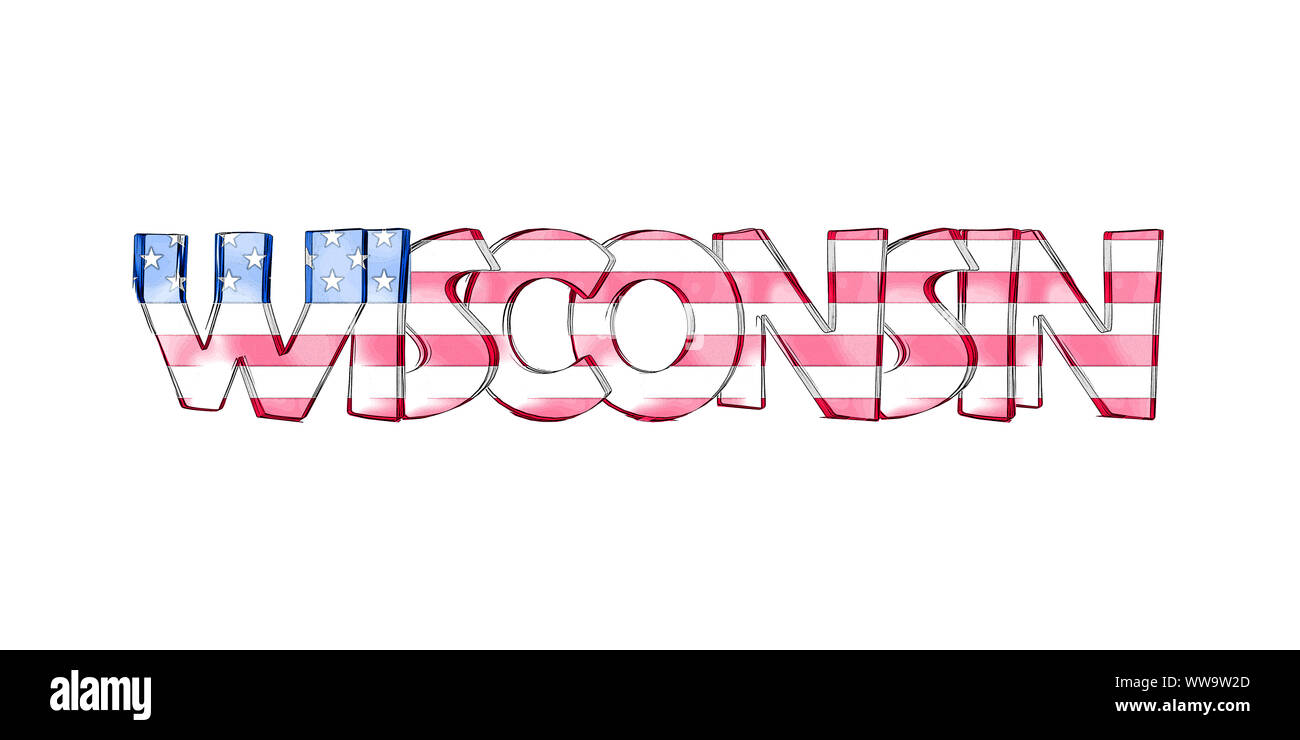 Wisconsin. Isolated USA state names with white background Stock Photo ...