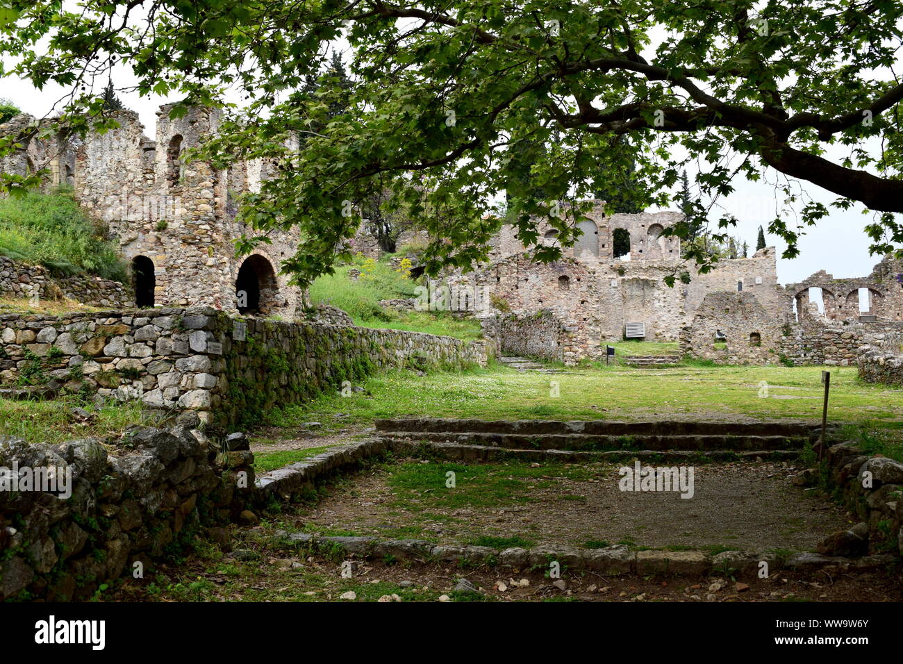 castle, mistras, medieval, town, Byzantine, house, church, monastery ...