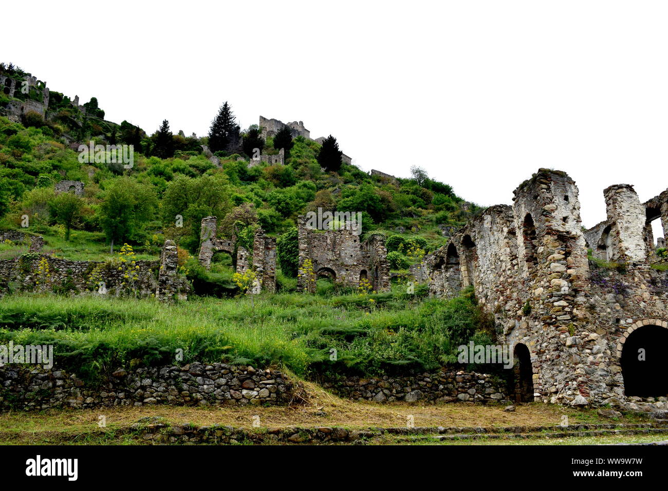 castle, mistras, medieval, town, Byzantine, house, church, monastery ...