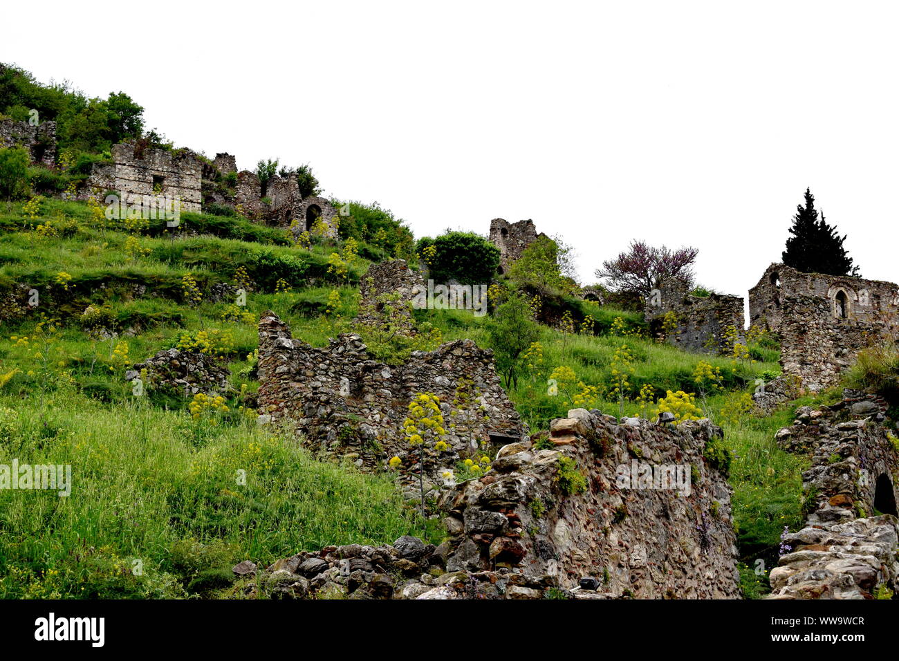 castle, mistras, medieval, town, Byzantine, house, church, monastery ...