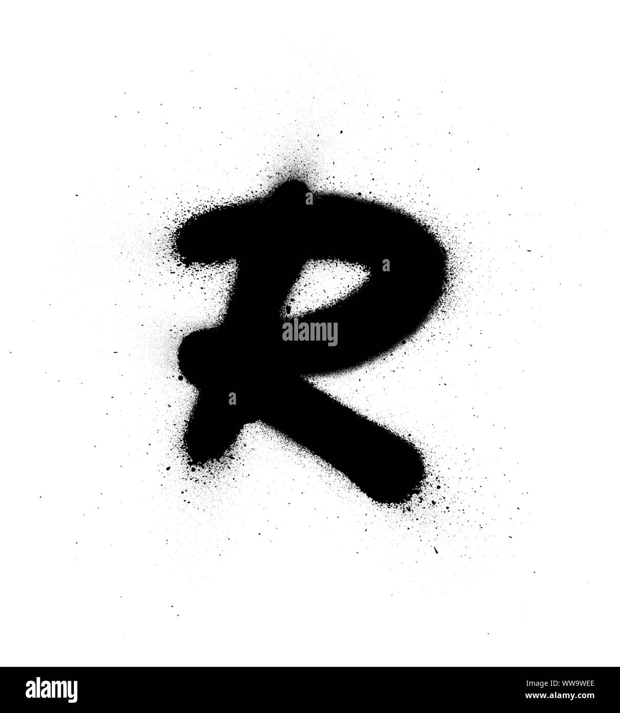 graffiti small fat R font sprayed in black over white Stock Vector ...
