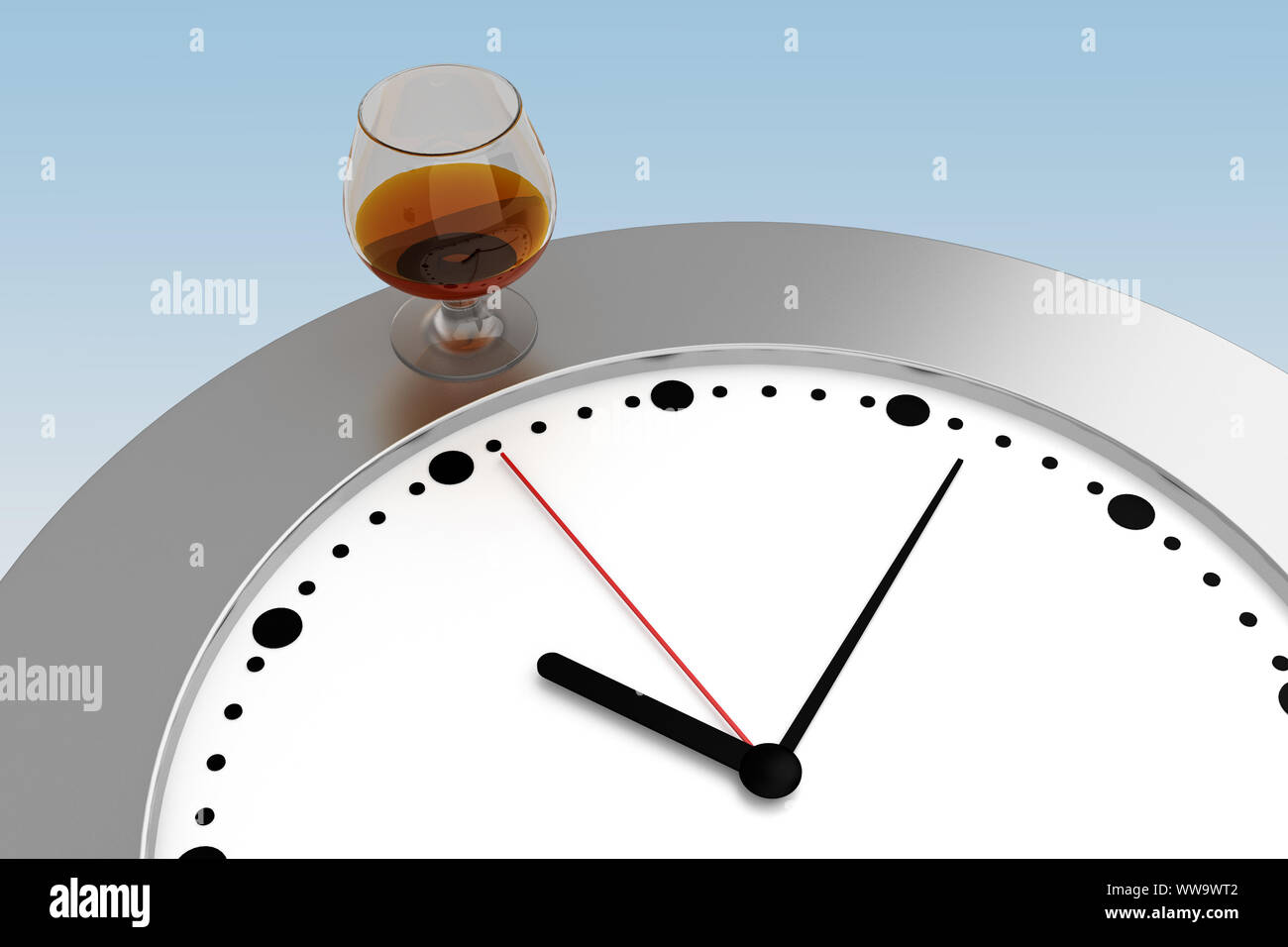 concept of drinking alcohol at a certain time. 3d rendering Stock Photo ...