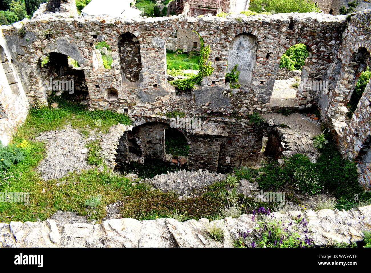 castle, mistras, medieval, town, Byzantine, house, church, monastery ...