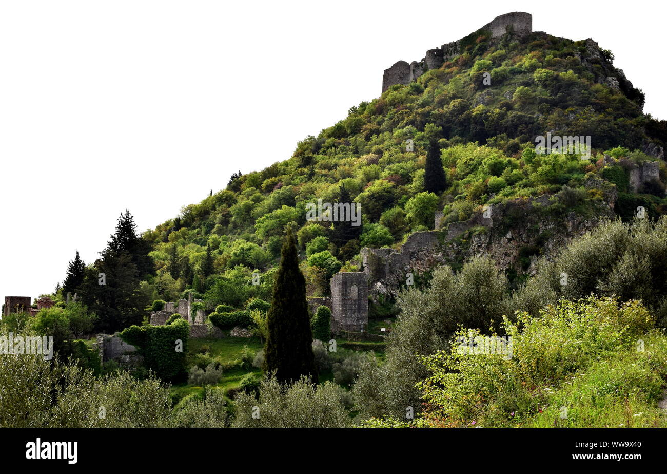 castle, mistras, medieval, town, Byzantine, house, church, monastery ...