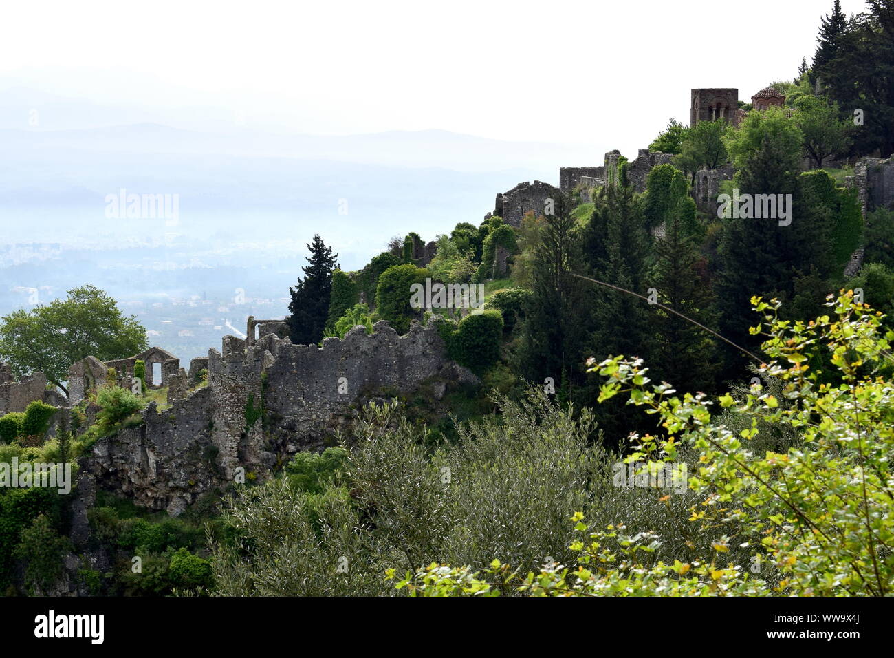castle, mistras, medieval, town, Byzantine, house, church, monastery ...
