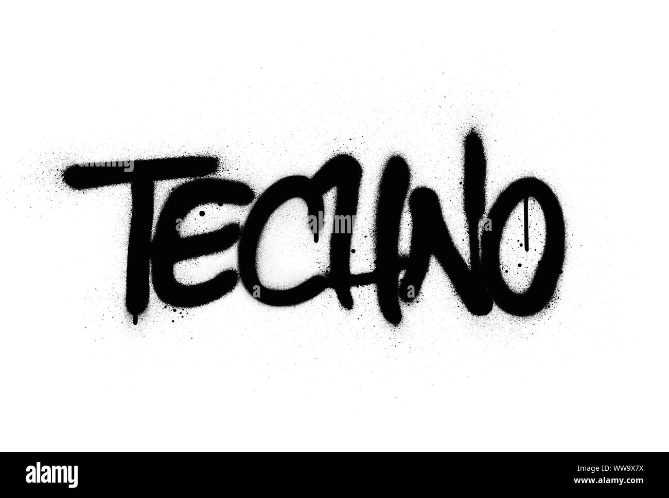 graffiti techno word sprayed in black over white Stock Vector Image ...
