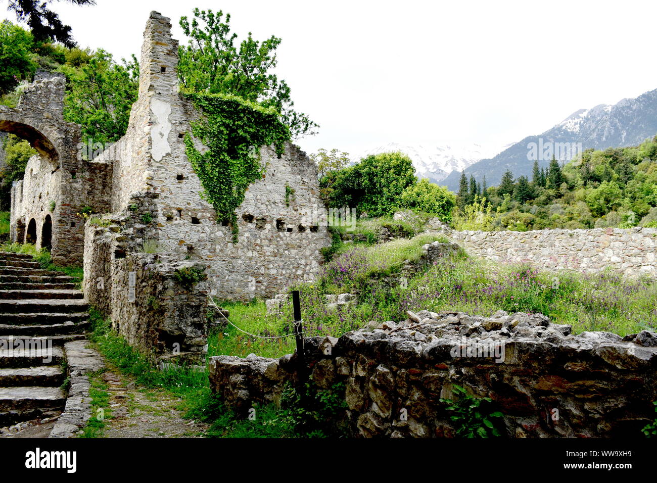 castle, mistras, medieval, town, Byzantine, house, church, monastery ...