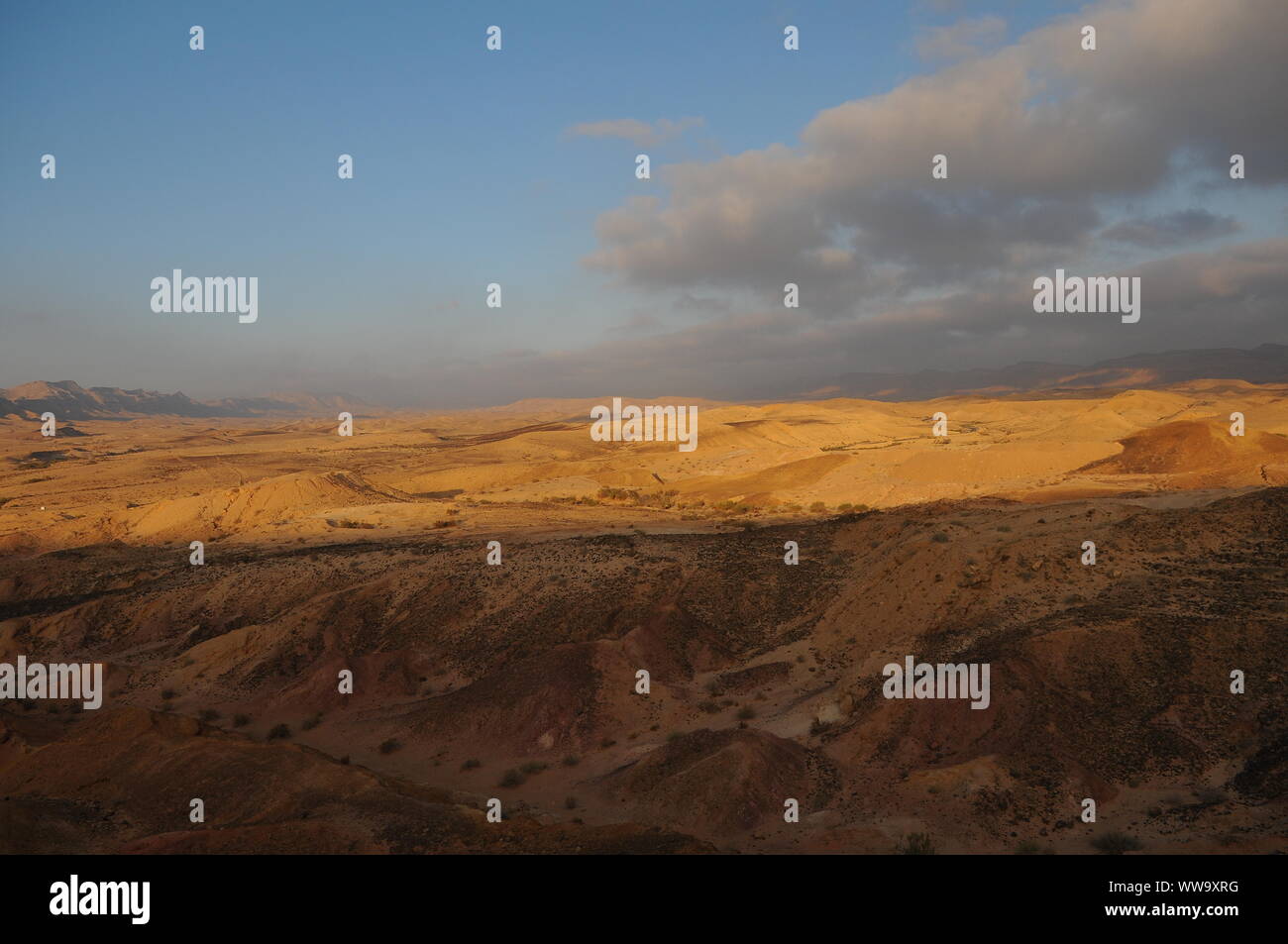 Desert landscape at sunrise. Hiking desert part of Israel National ...
