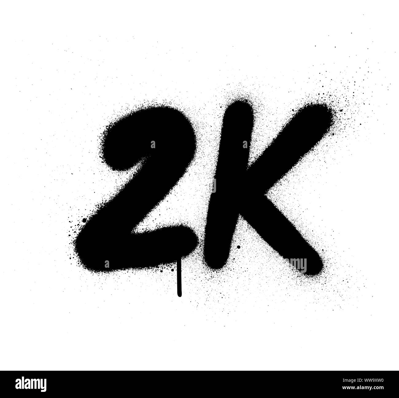 graffiti 2K abbreviation sprayed in black over white Stock Vector Image ...